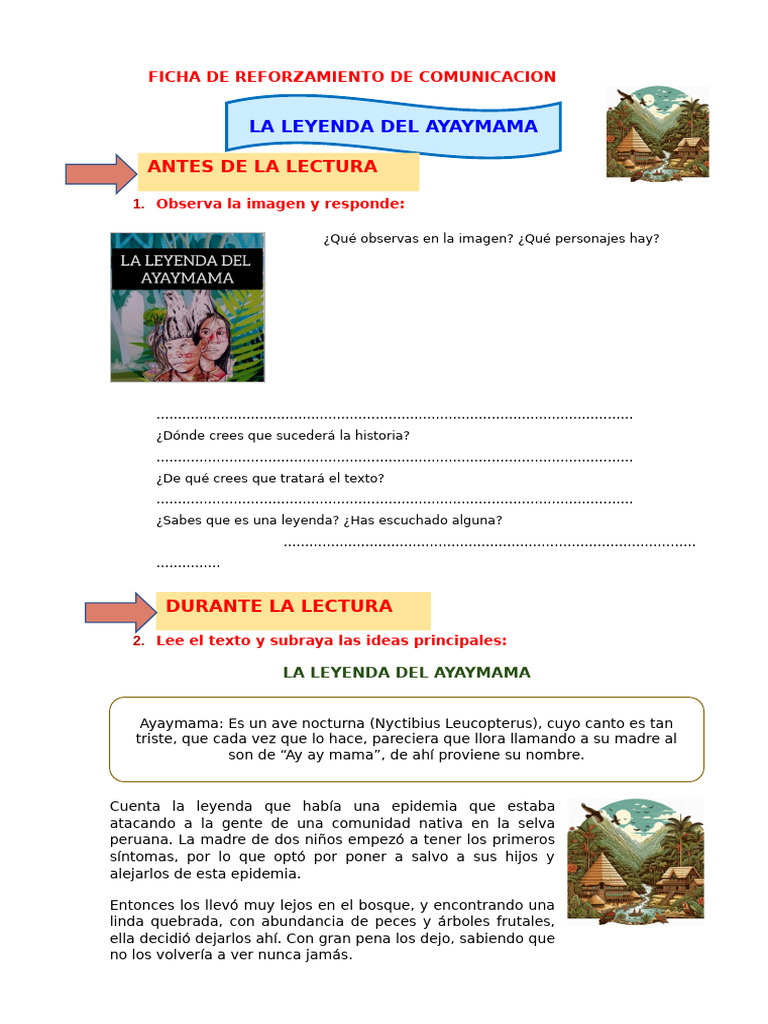 Ficha Vier 5 PL - La Leyenda Del Ayaymama - Yessenia Carrasco | PDF