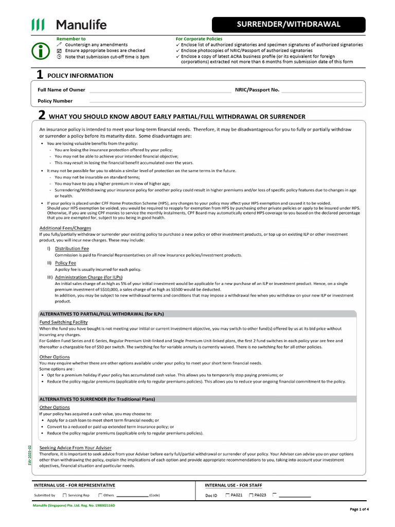 Surrender Withdrawal Form 250627 205440+++ | PDF | Dividend | Financial ...