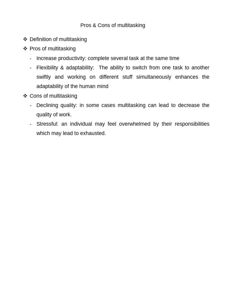 Multitasking: Pros and Cons Explained | PDF