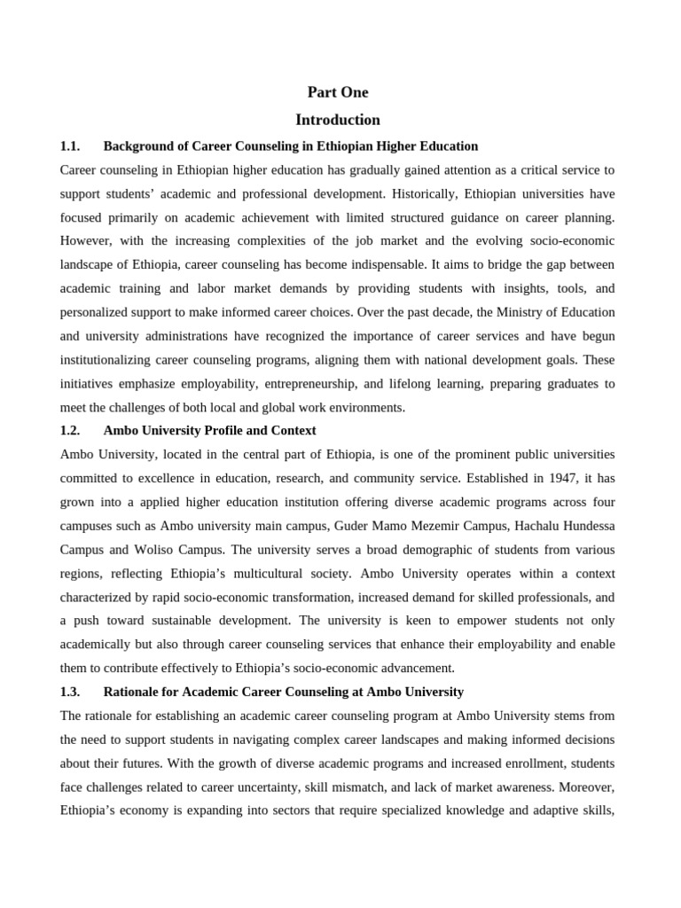Career Counseling at Ambo University | PDF | Mentorship | Entrepreneurship