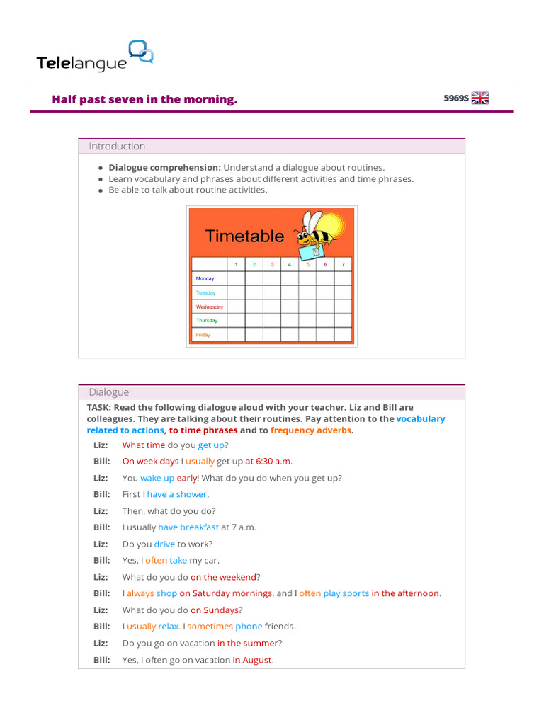 Half Past Seven in The Morning | PDF | Verb | Linguistics