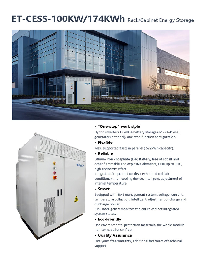Et Cess 100kw174kwh Datasheet | PDF | Energy Storage | Energy Technology