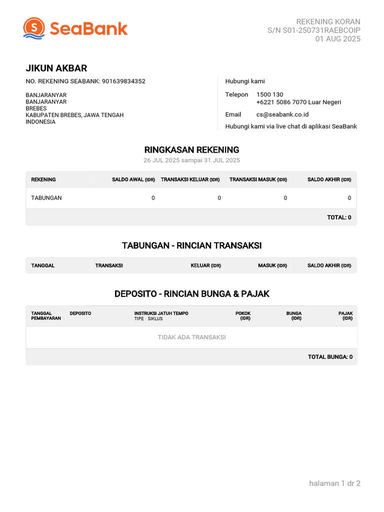 Seabank Statement 20250806 | PDF
