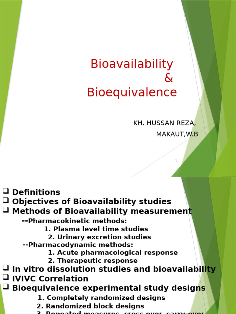 Bioavailability and Bioequivalence Overview | PDF | Bioavailability ...