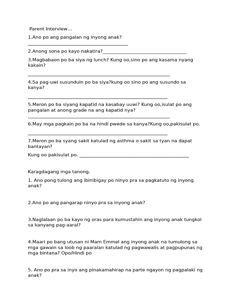 Parent Interview | PDF