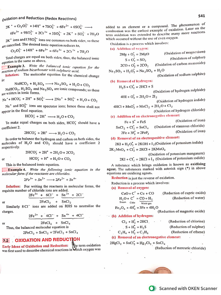 Oxidation and Reduction | PDF