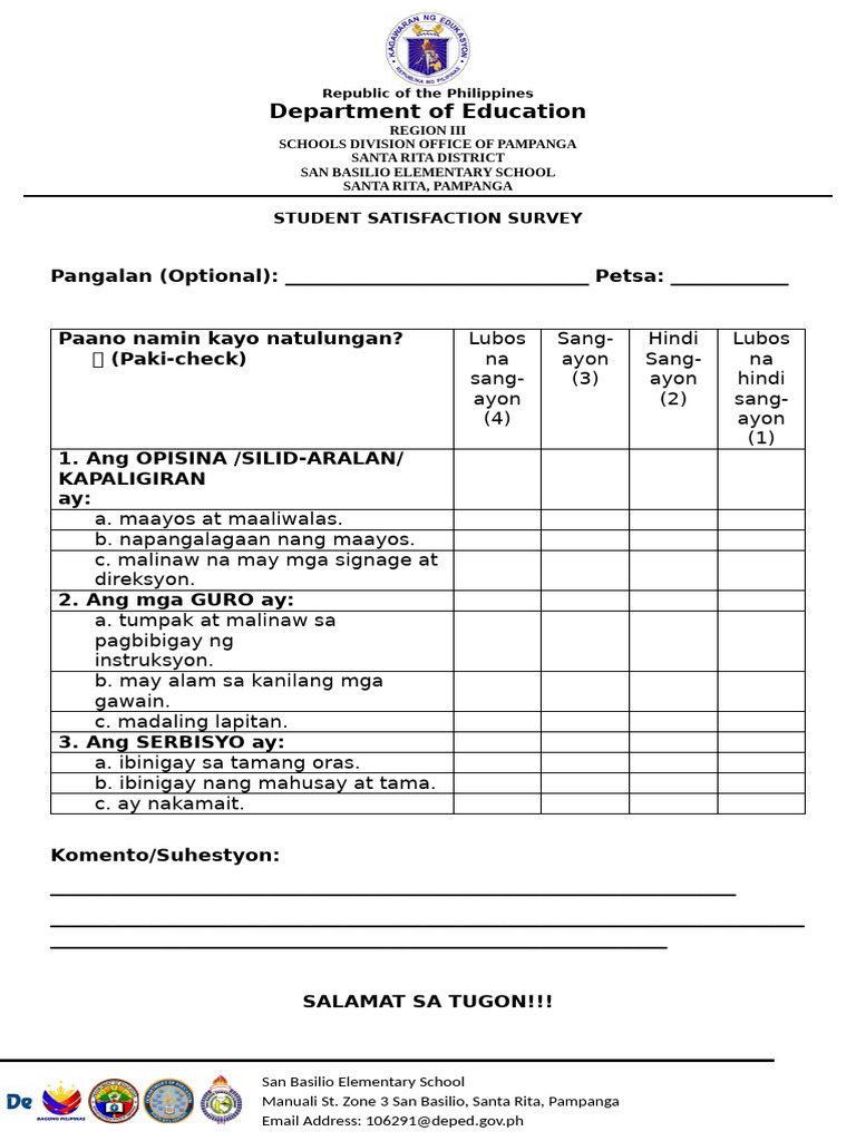 Student Satisfaction Survey | PDF