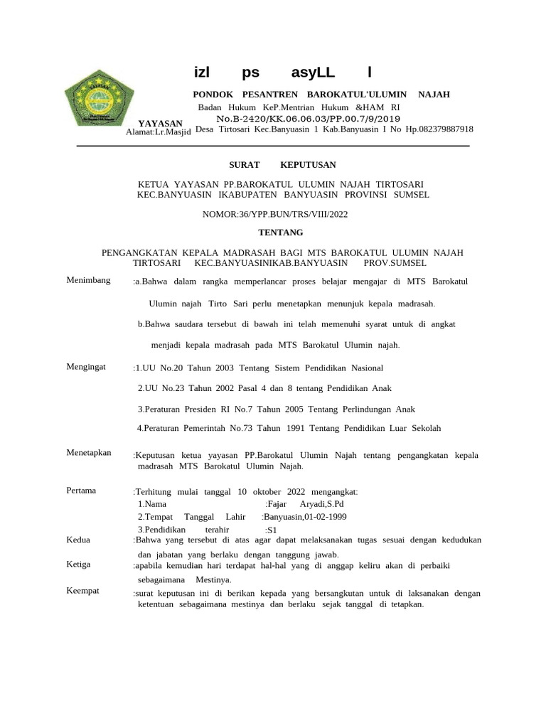 SK Pengangkatan Kamad | PDF