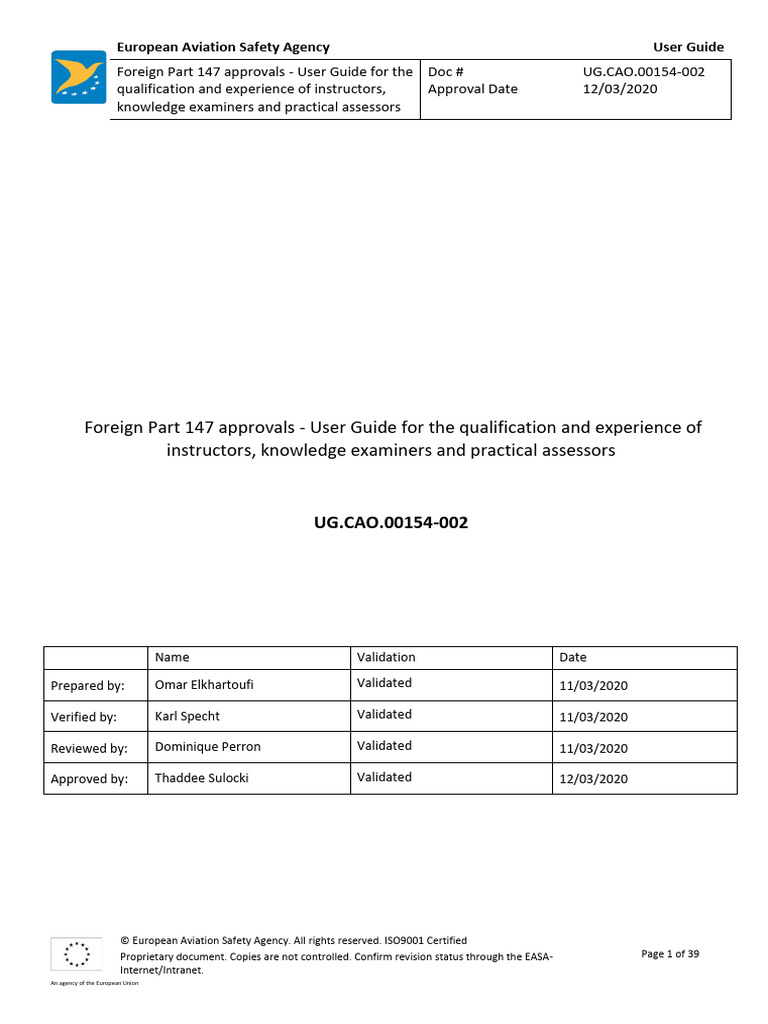 Foreign Part 147 Approvals User Guide | PDF | Flight Instructor