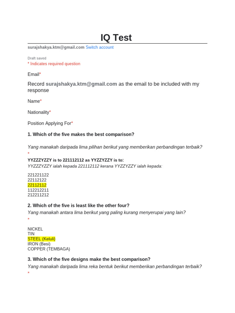 IQ Test | PDF