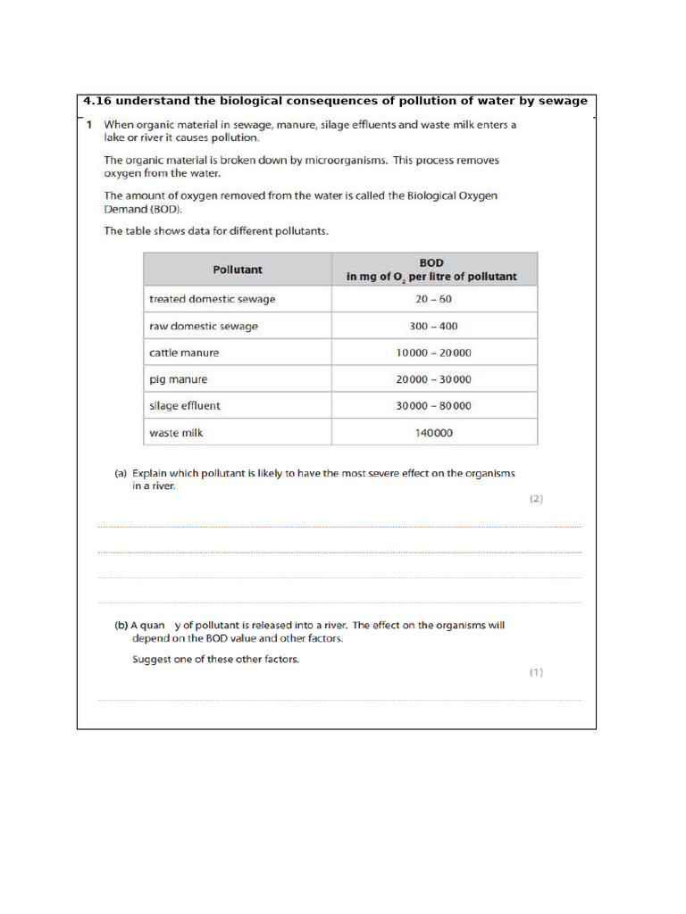 Exam Qs Water Pollution | PDF