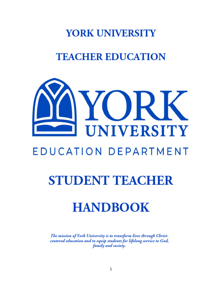 Yu Student Teacher Handbook 2024 | PDF | Teachers | Lesson Plan