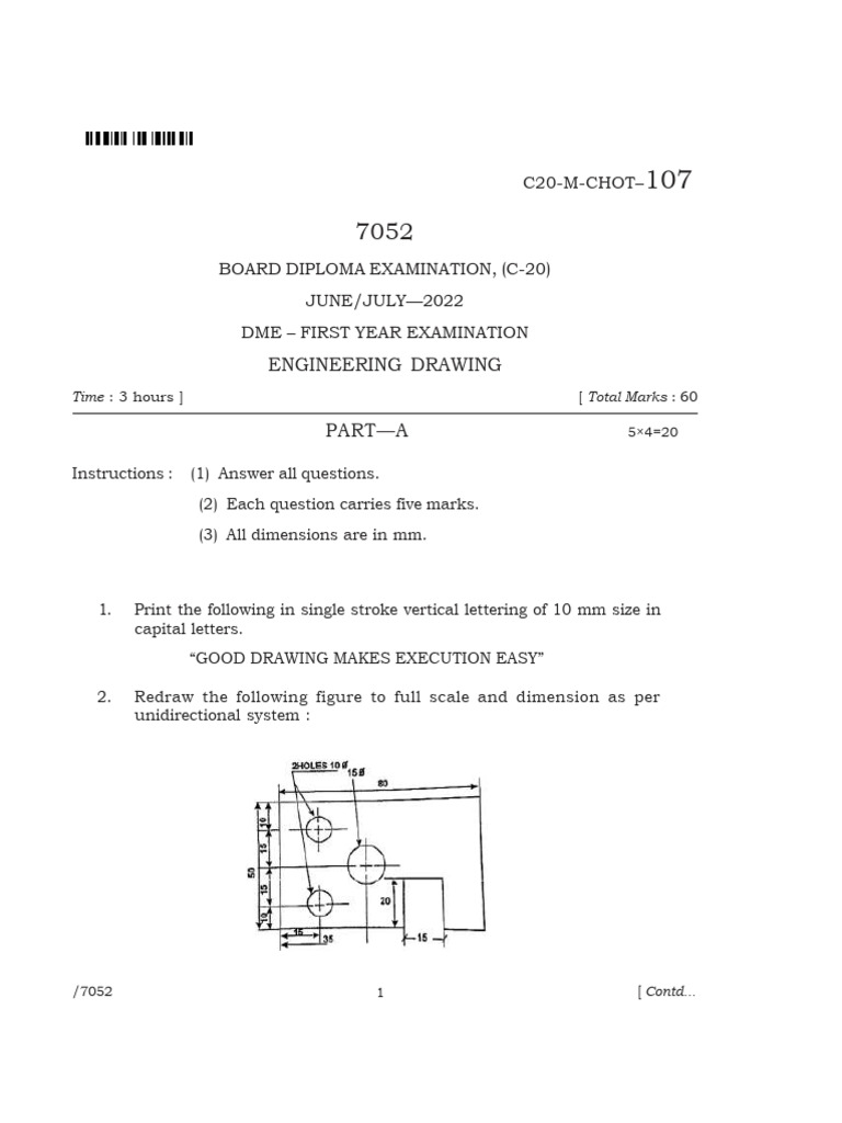 Engineering Drawing Exam Paper 2022 | PDF | Circle | Classical Geometry