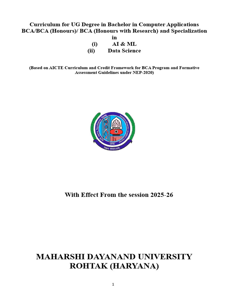 BCA Curriculum 2025-26 Overview | PDF | Vocational Education ...