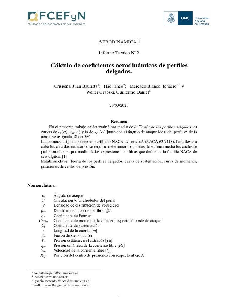 Análisis Del Perfil Alar Mediante Método de Perfiles Delgados SD3-60 ...