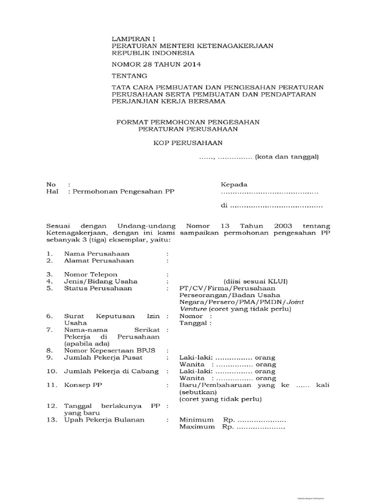 Form. Permohon Pengesahan PP & Surat Pernyataan | PDF