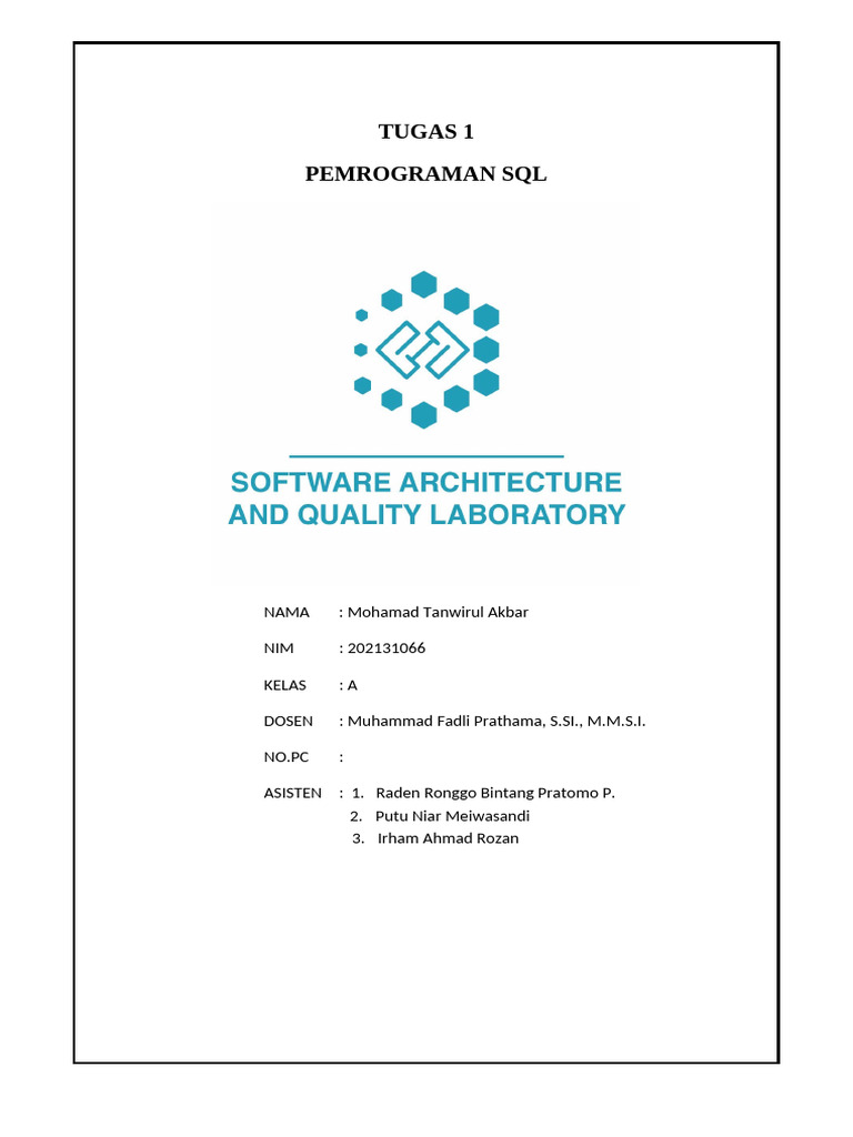 Tugas 1 - Pemrograman SQL | PDF