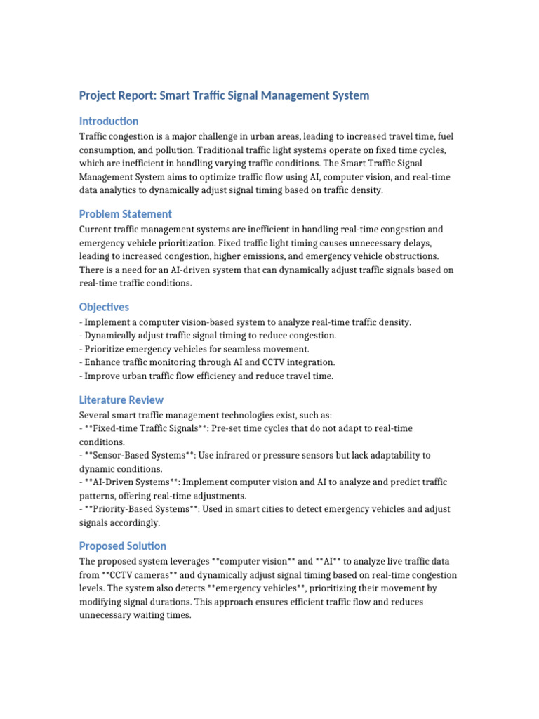 Smart Traffic Signal Management System | PDF | Traffic | Artificial ...