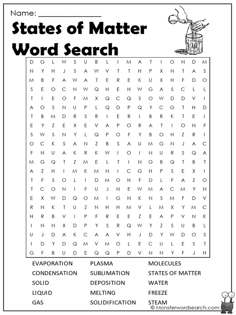 States of Matter Word Search | PDF