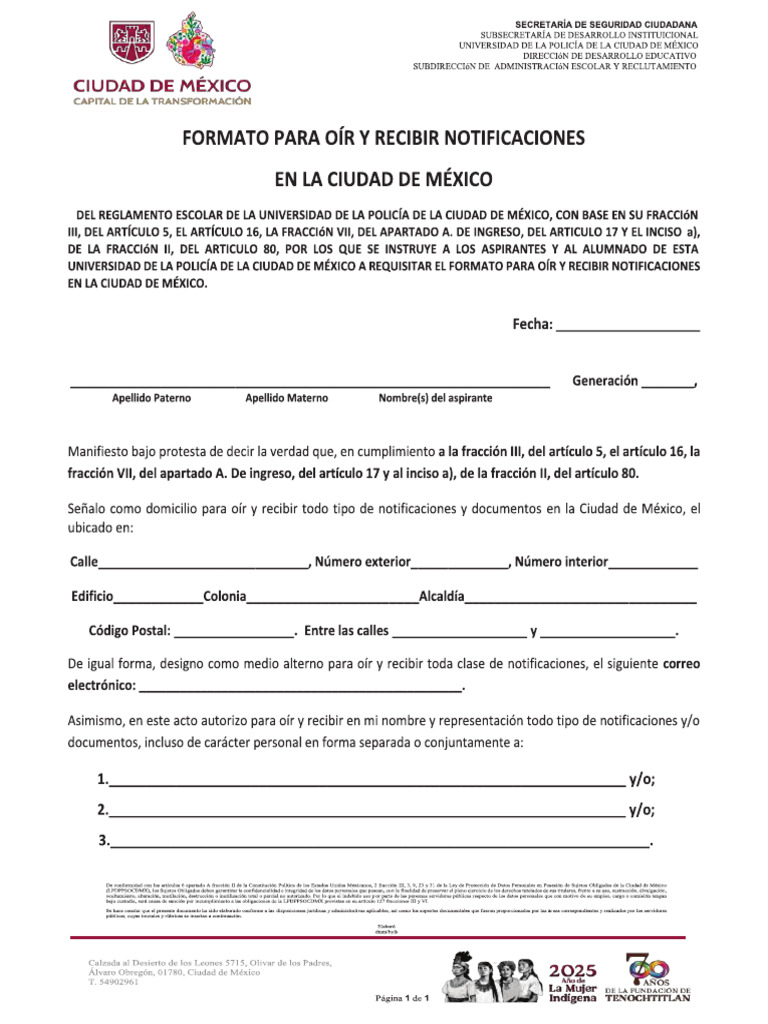 Formato para Oir y Recibir Notificaciones 2025 | PDF