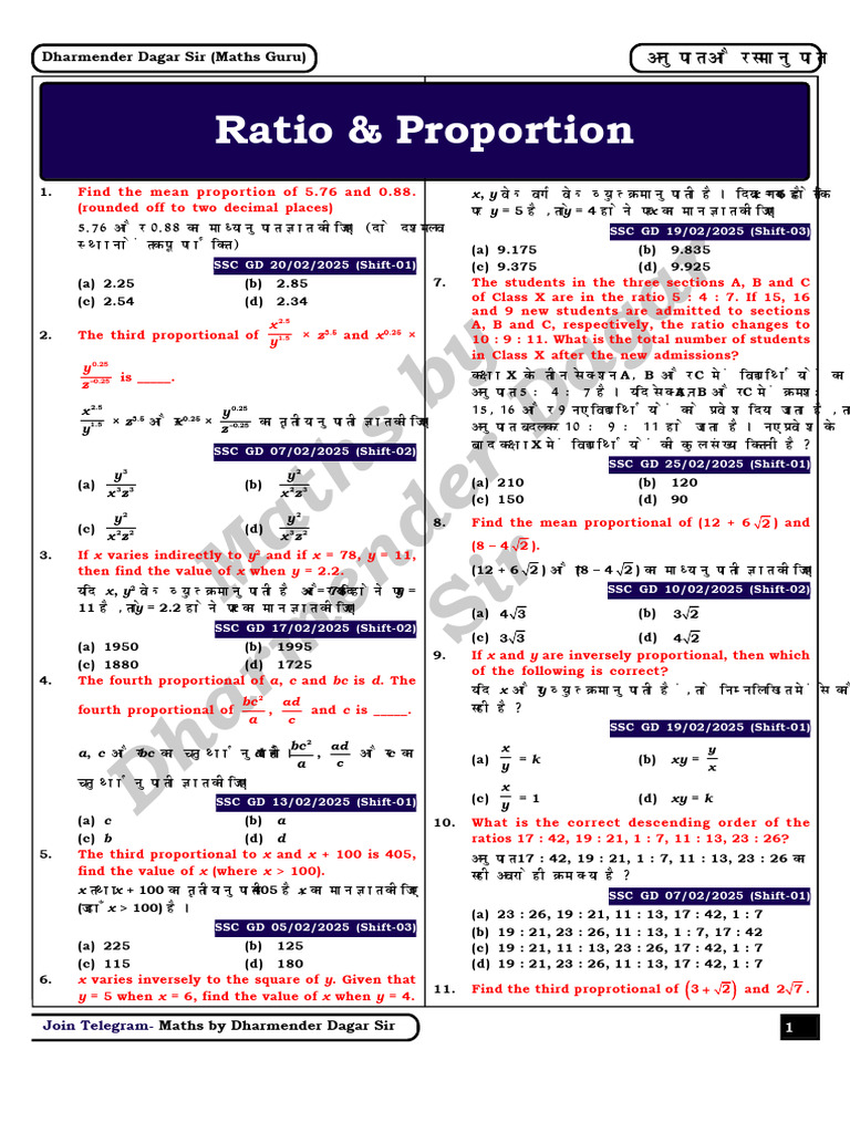 Maths Proportions and Ratios Practice | PDF | Chess Theory | Chess