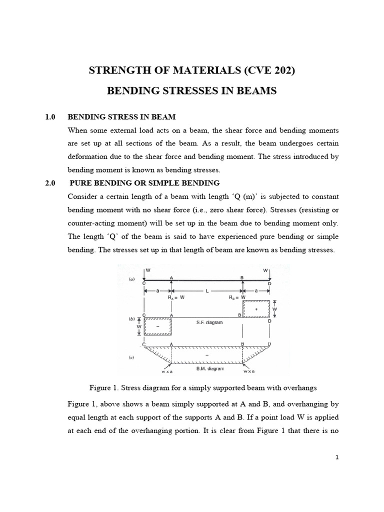 CVE 202 - Bending Stresses in Beam - Part 1 | PDF | Bending | Beam ...