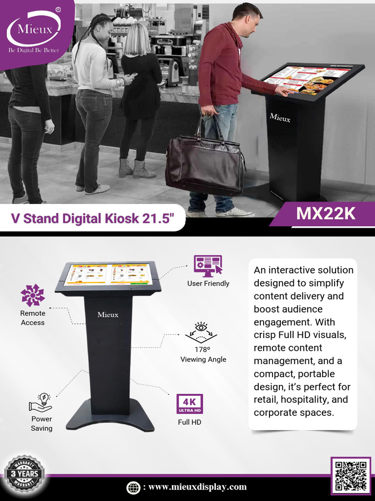 V Stand Kiosk 21.5 Inch Datasheet | PDF | Hdmi | Consumer Electronics