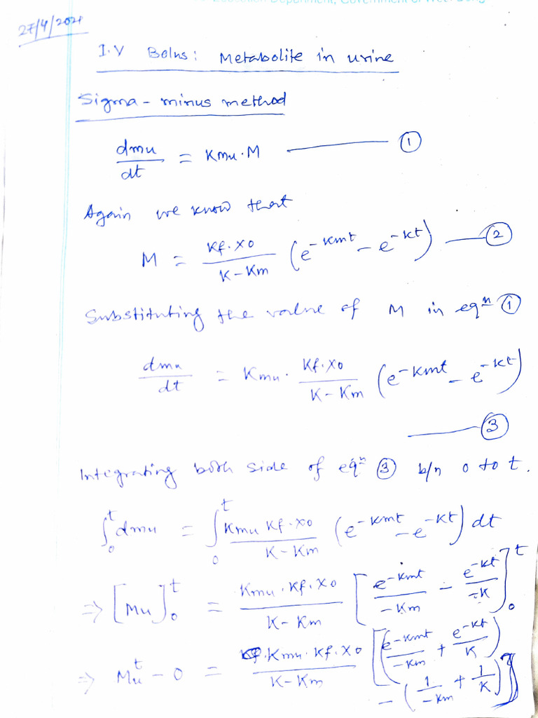 IV Bolus One Compartment | PDF