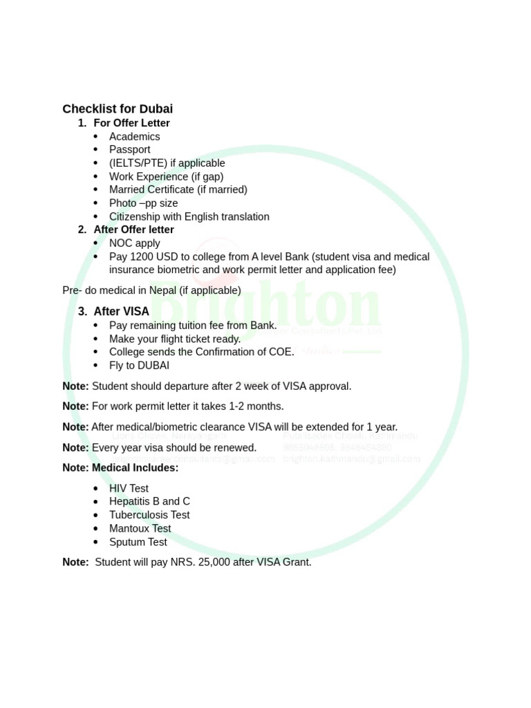 Dubai Moving Checklist for Students | PDF