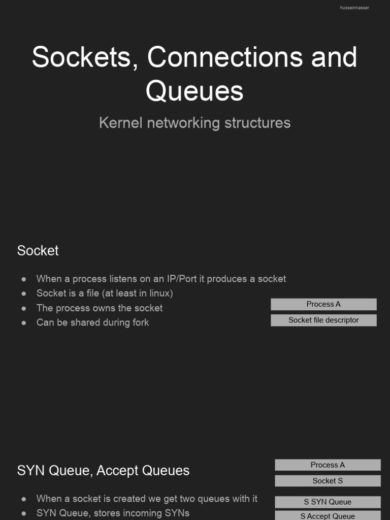 Sockets, Connections and Queues | PDF | Transmission Control Protocol | Network Socket