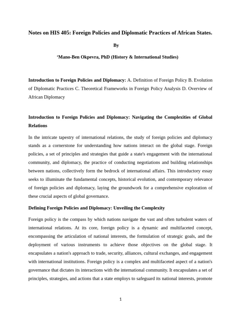 Foreign Policies of African States | PDF | International Relations ...