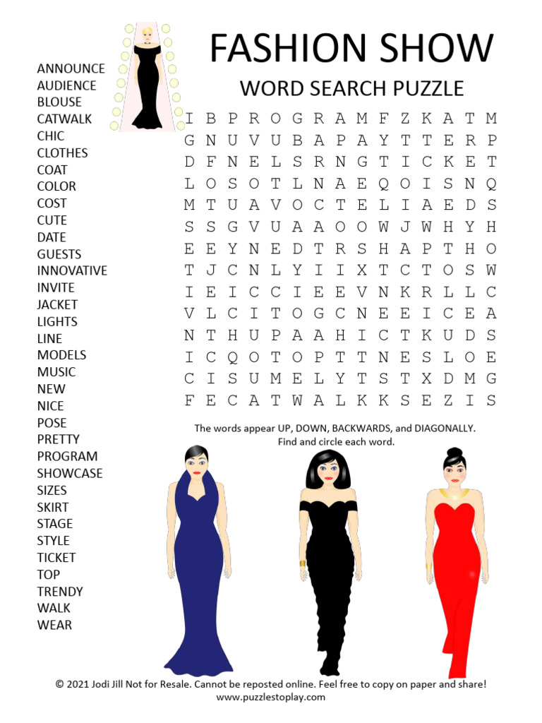 Fashion Show Word Search Puzzle | PDF