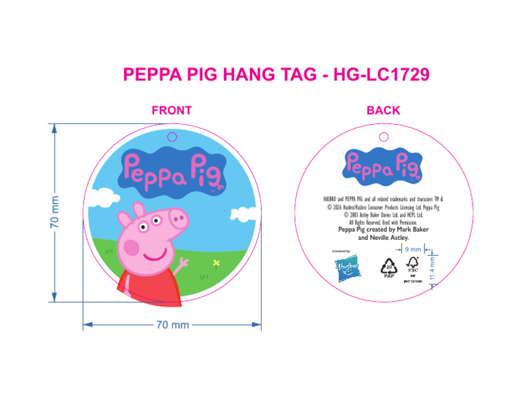 Peppa Pig Hang Tag - Hg-lc1729 | PDF