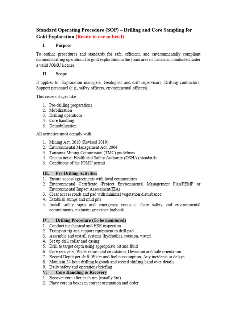 Brief Handy SOP at A Glance | PDF | Assay | Oil Well