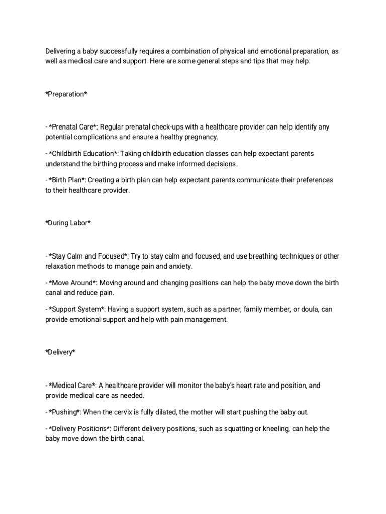 Deliver a Baby Successfully | PDF | Childbirth | Mammalian Pregnancy