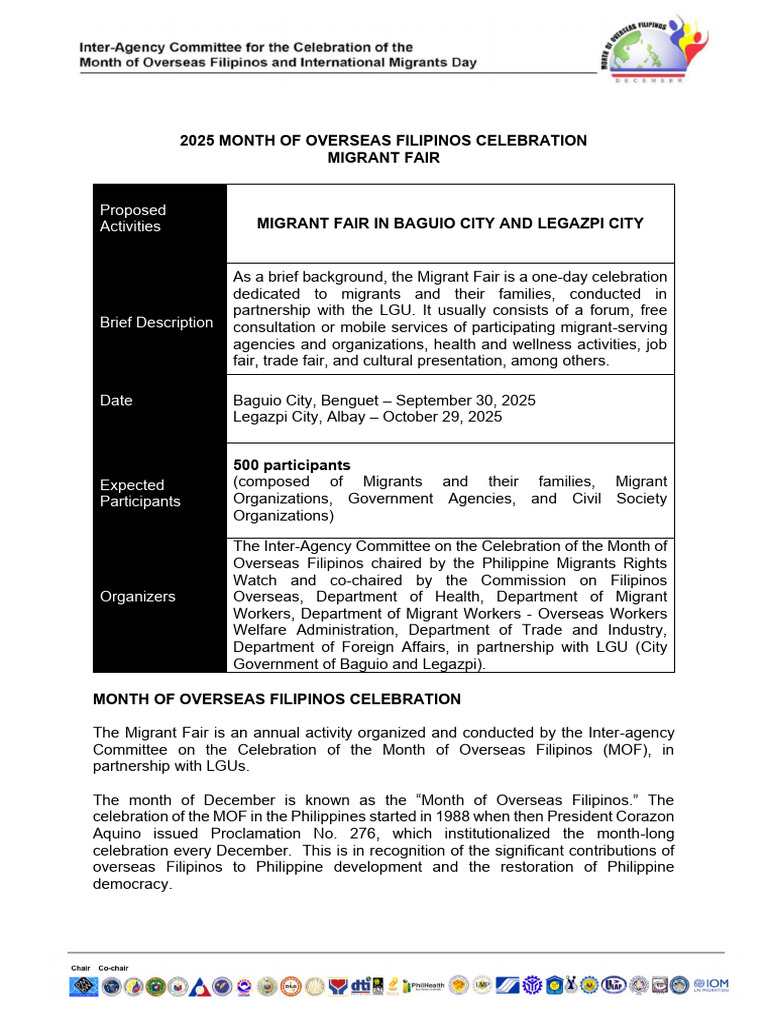 Final Concept Paper - 2025 Migrant Fairs | PDF | Migrant Worker | Philippines