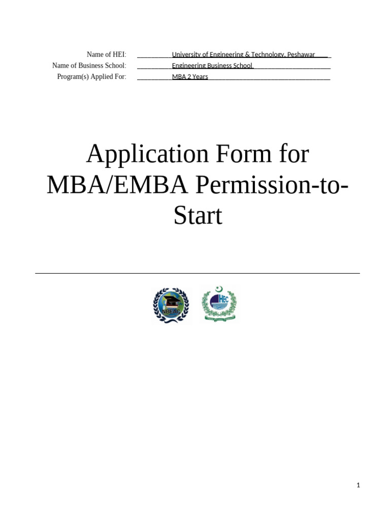 MBA/EMBA NOC Application Guidelines | PDF | Master Of Business ...