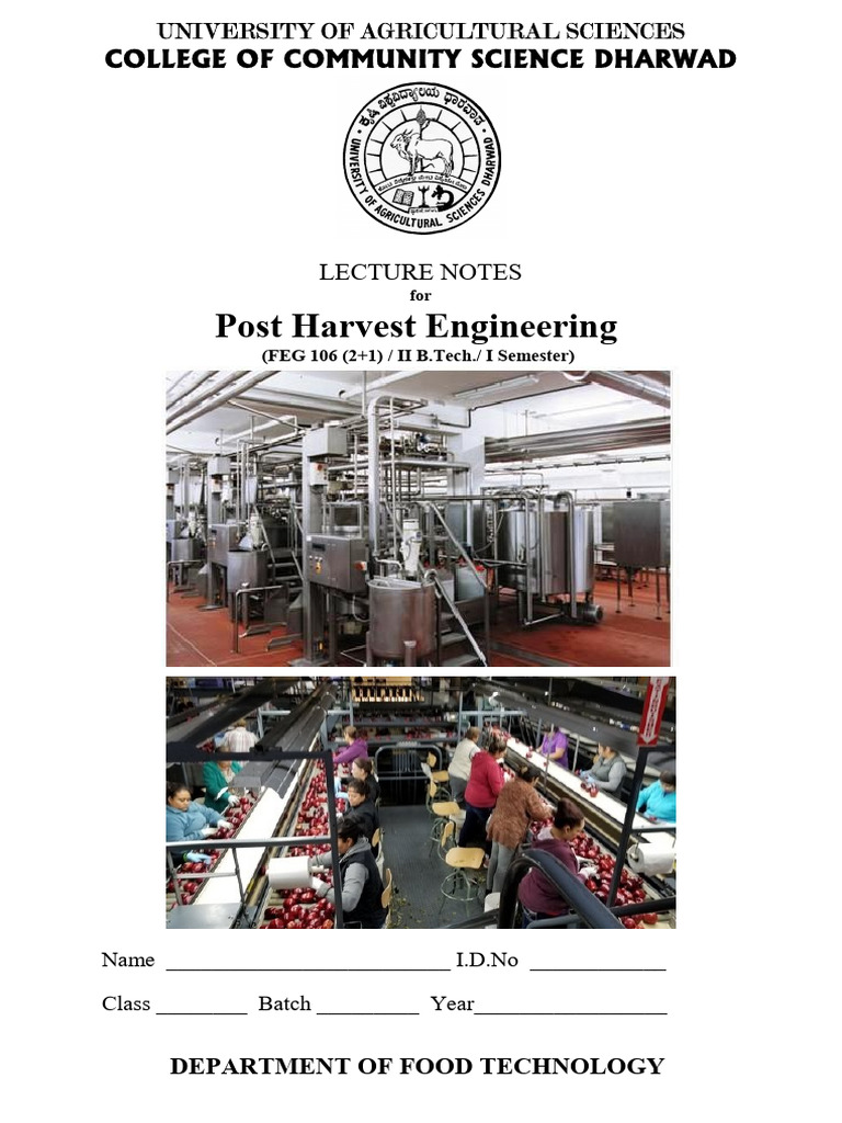 Post Harvest Engineering Overview | PDF | Water | Mill (Grinding)