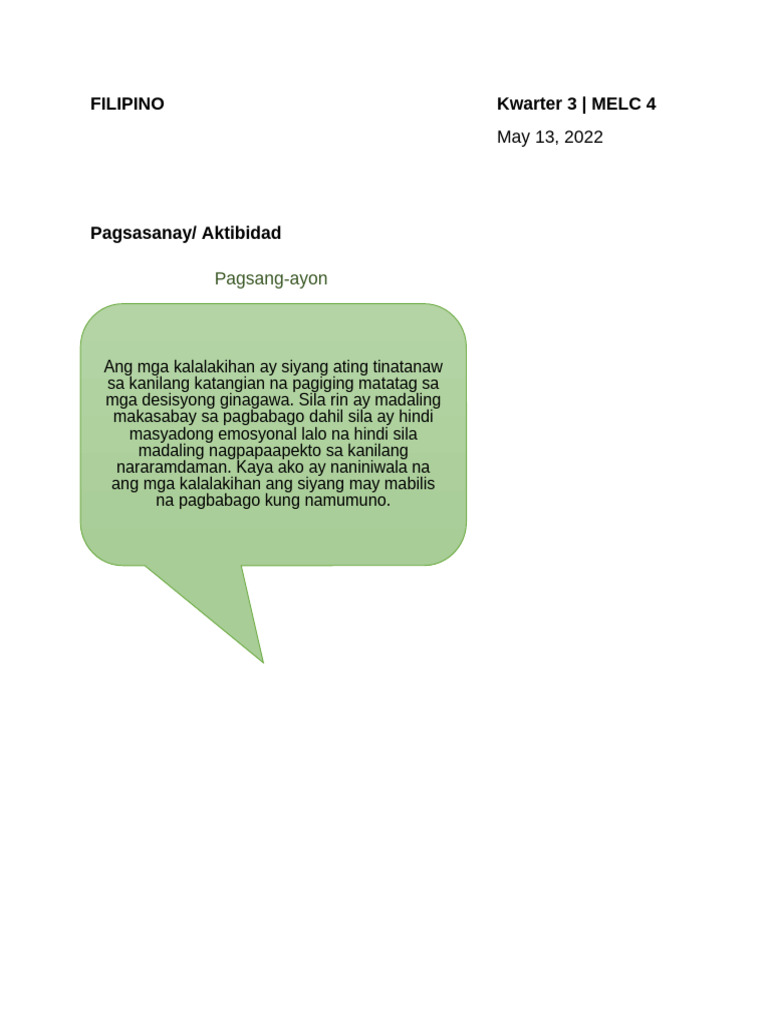 Filipino 3rd Quarter | PDF