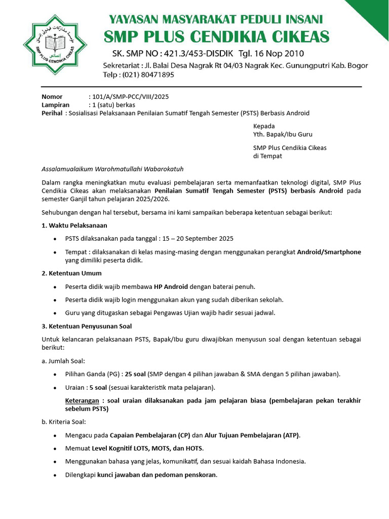 Surat Sts SMP 2025 | PDF