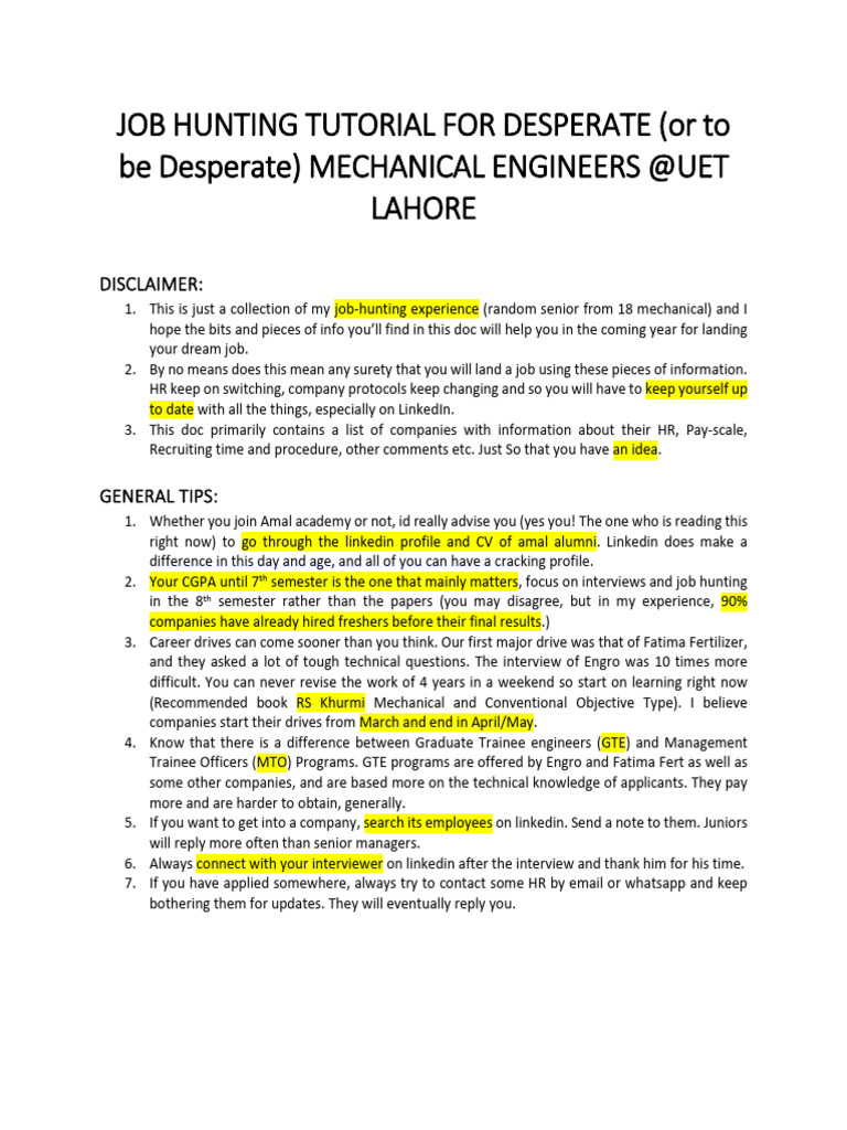 Job Hunting Guide for Mechanical Engineers | PDF | Viscosity | Pump