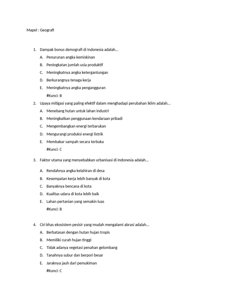Soal Geografi PSAJ SMA 24-25 | PDF