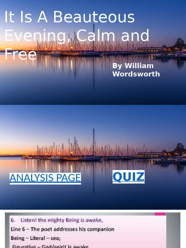 It Is A Beauteous Evening | PDF | Sonnets