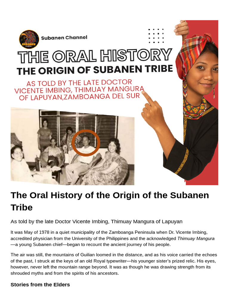 The Oral History of The Subanen | PDF | Ethnicity | Ethnic Groups