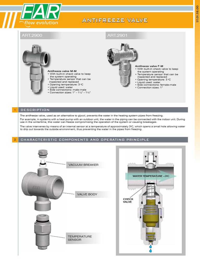 Antifreeze Valve Specifications and Installation | PDF | Valve | Pump
