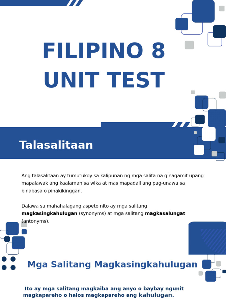Filipino 8 Unit Test | PDF