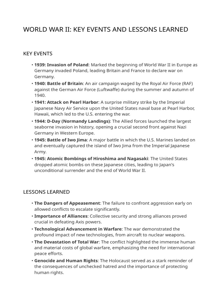 WWII Key Events and Lessons Learned | PDF