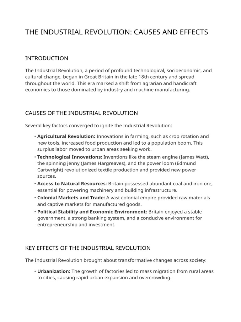 Industrial Revolution Causes & Effects | PDF | Industrial Revolution ...