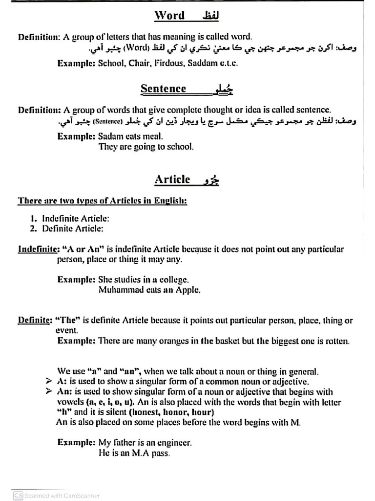 English To Sindhi Grammar Notes | PDF