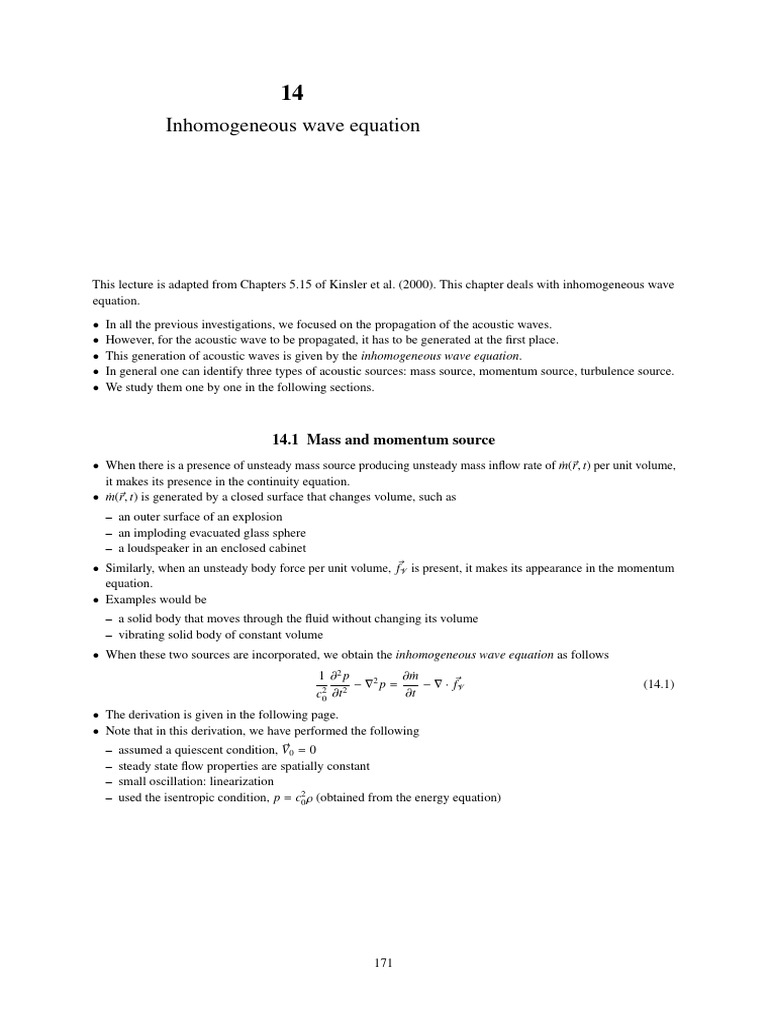 14 Inhomogeneous_wave_equation_0 | PDF | Fluid Dynamics | Waves